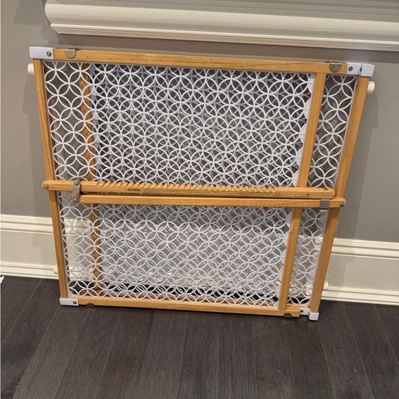 Other | Summer Expandable Wooden Baby Gate With White Mesh Pattern ...